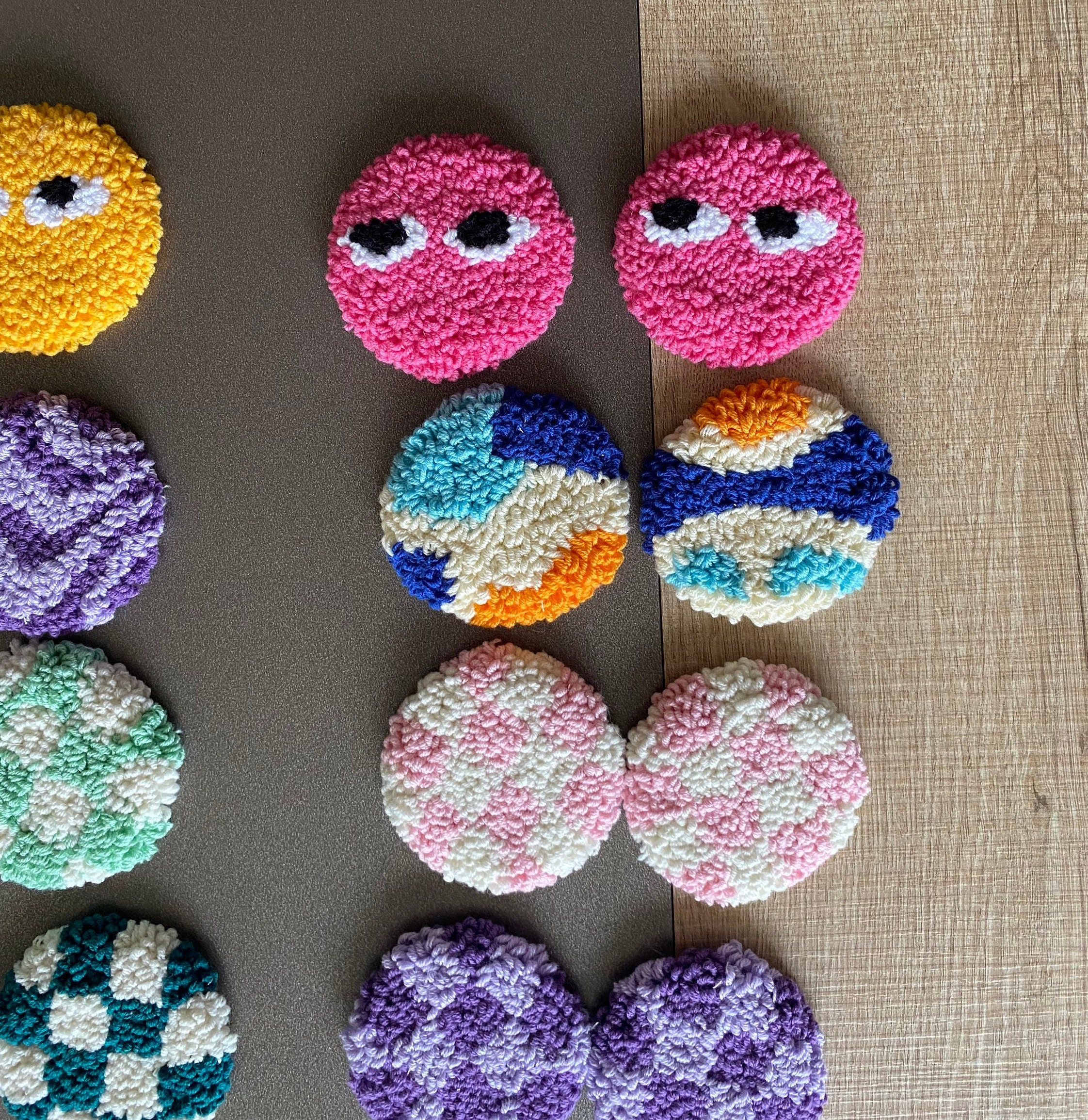 Set of 2 CAR COASTER Punch Needle Coaster Drink Coaster - Etsy