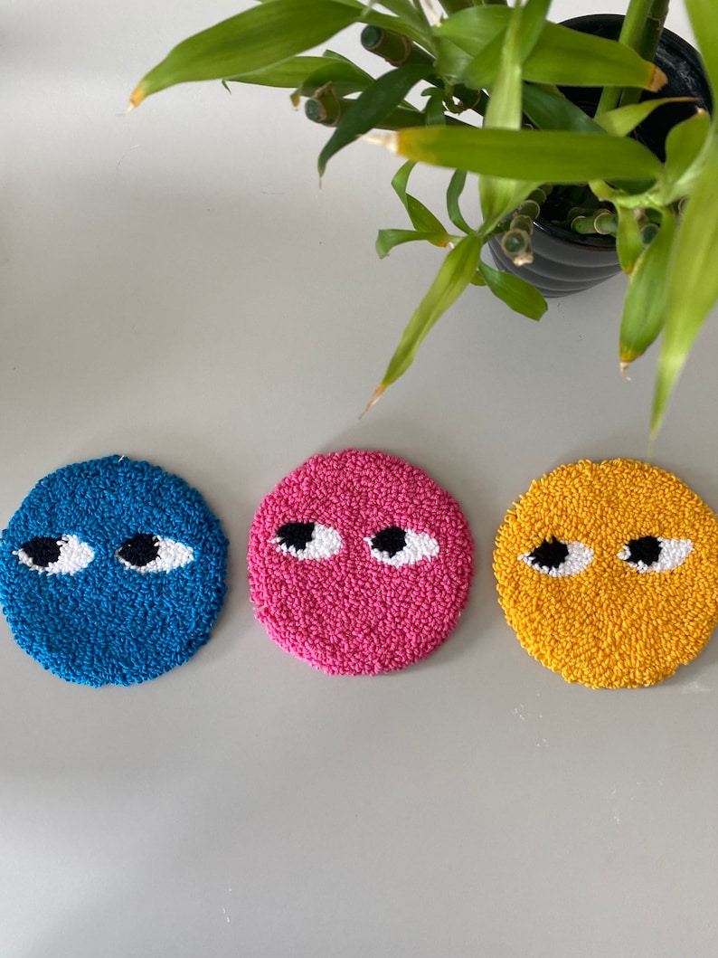 Punch Needle Coaster 5'' Drink Coaster Kitchen and | Etsy