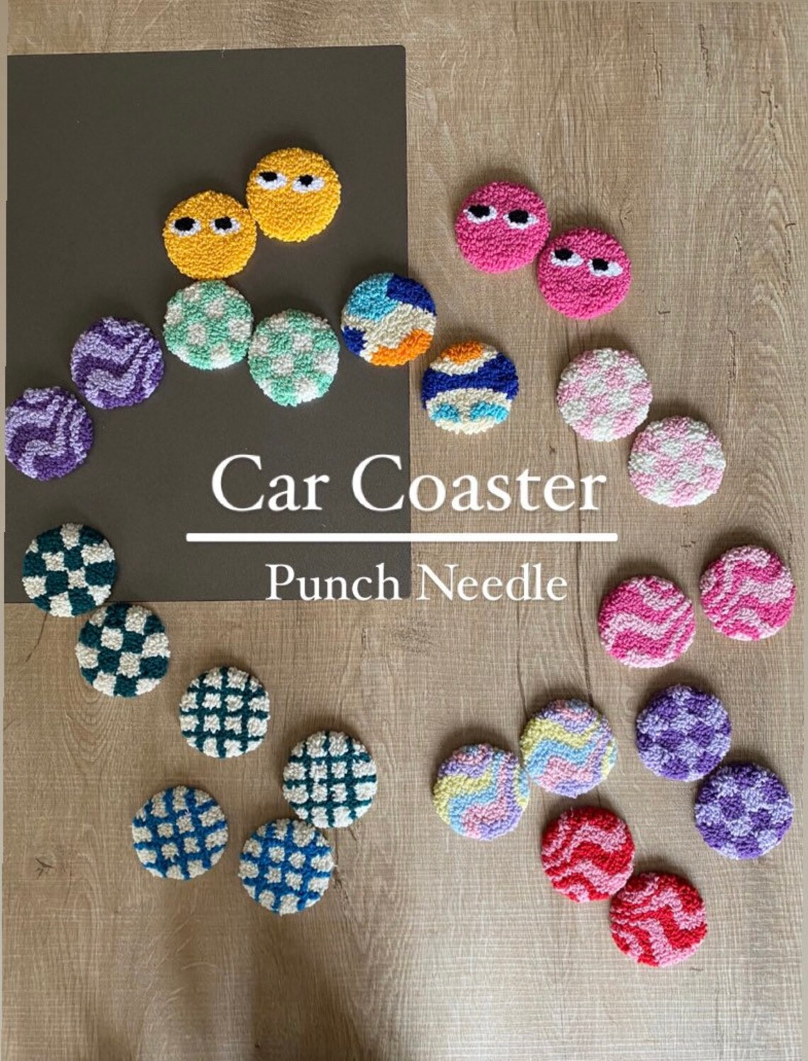 Set of 2 CAR COASTER Punch Needle Coaster Drink Coaster - Etsy