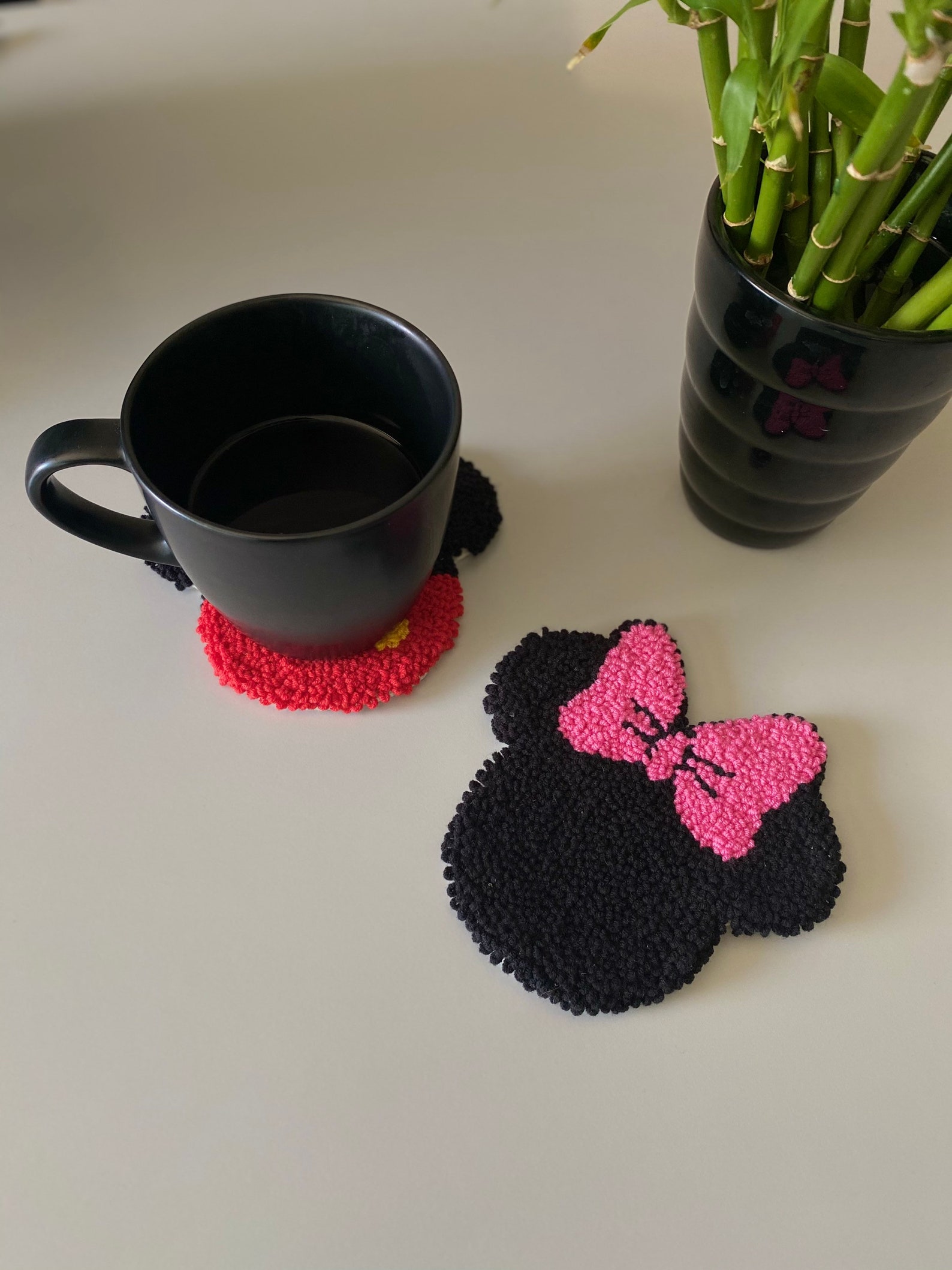 Mickey Mouse Punch Needle Coaster Rug Coaster Drink Coaster Kitchen and ...