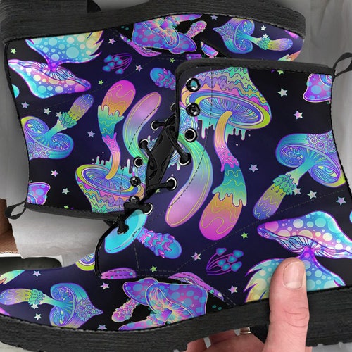 Psychedelic Boots Trippy Mushroom Combat Boots Magic - Etsy