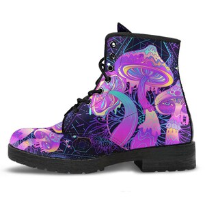 Psychedelic Boots Trippy Mushroom Combat Boots Magic - Etsy