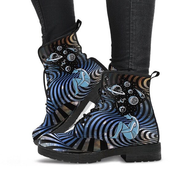 Psychedelic Boots // Space Dream Combat Boots // Trippy Vegan | Etsy