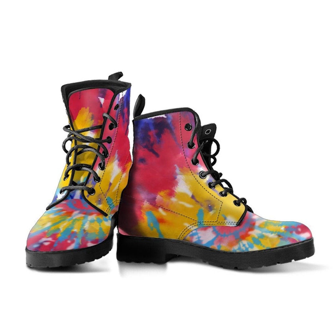 Trippy Hippie Rainbow Colorful Boots / Colourful Tie Dye Shoes - Etsy