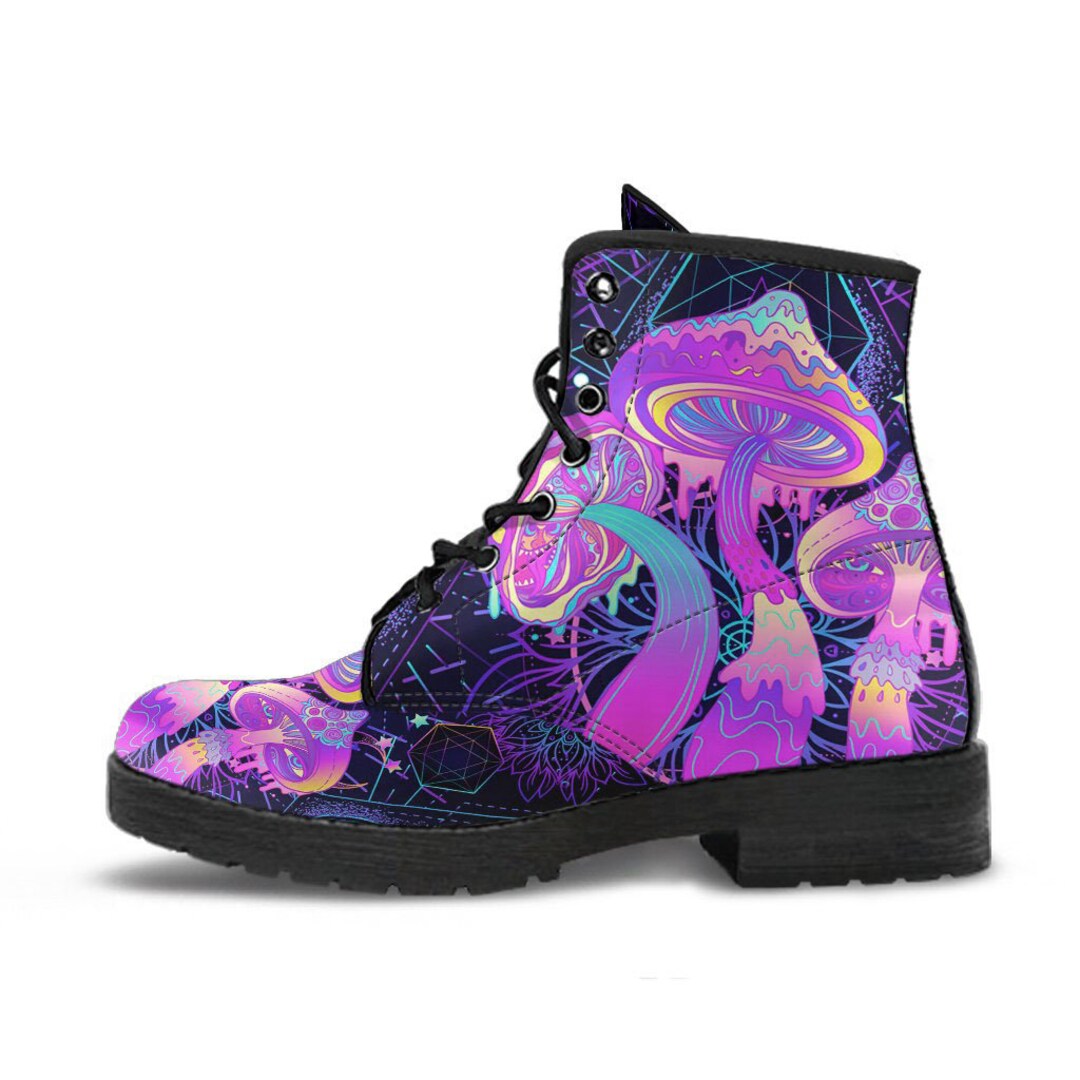 Psychedelic Boots Trippy Mushroom Combat Boots Magic - Etsy
