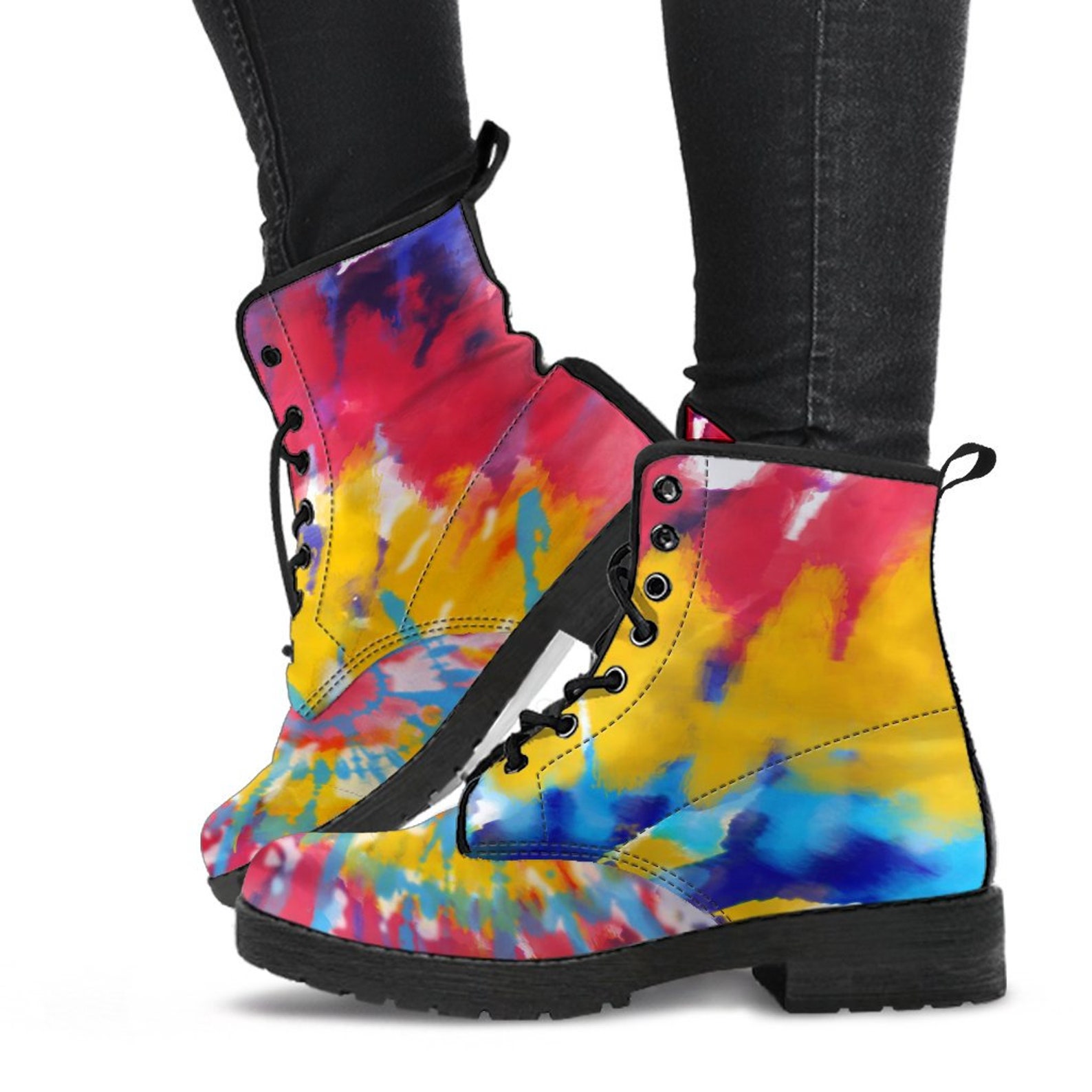 Trippy Hippie Rainbow Colorful Boots / Colourful Tie Dye Shoes - Etsy