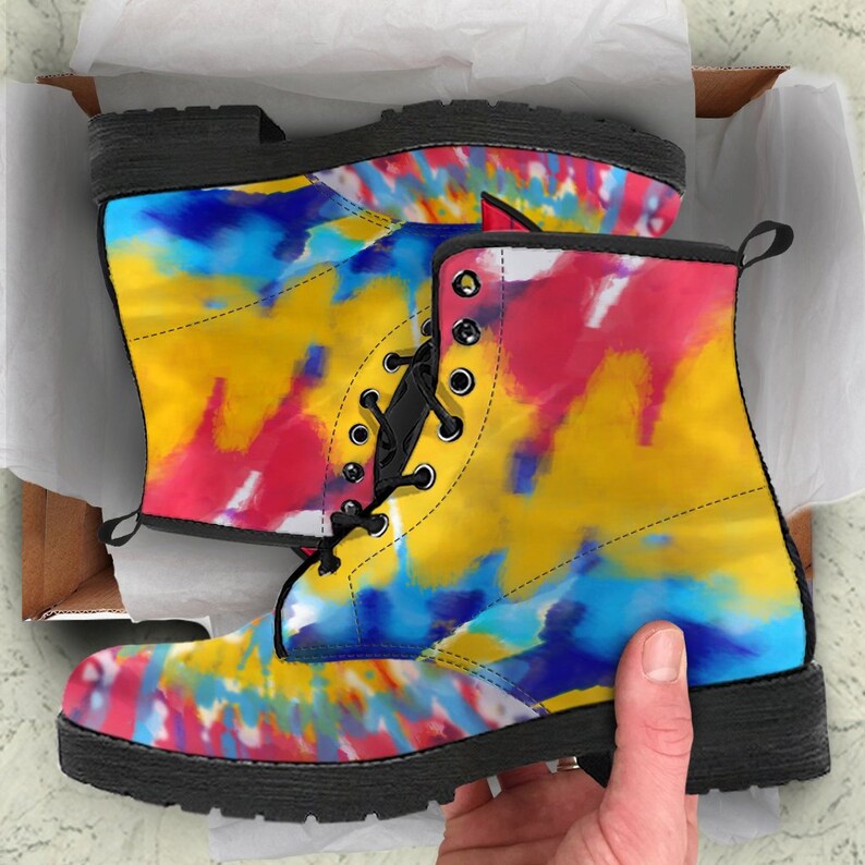 Trippy Hippie Rainbow Colorful Boots / Colourful Tie Dye Shoes - Etsy