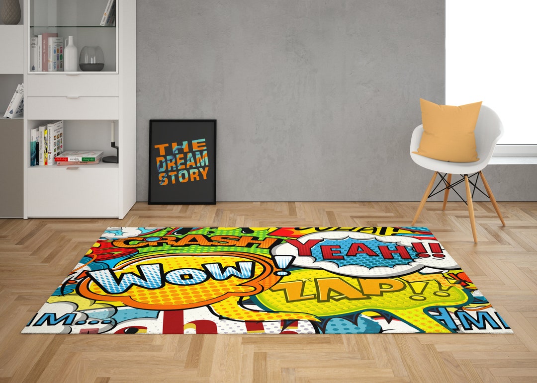 Comic Pop Art Area Rug Comics Art Rug Hypebeast Groovy - Etsy