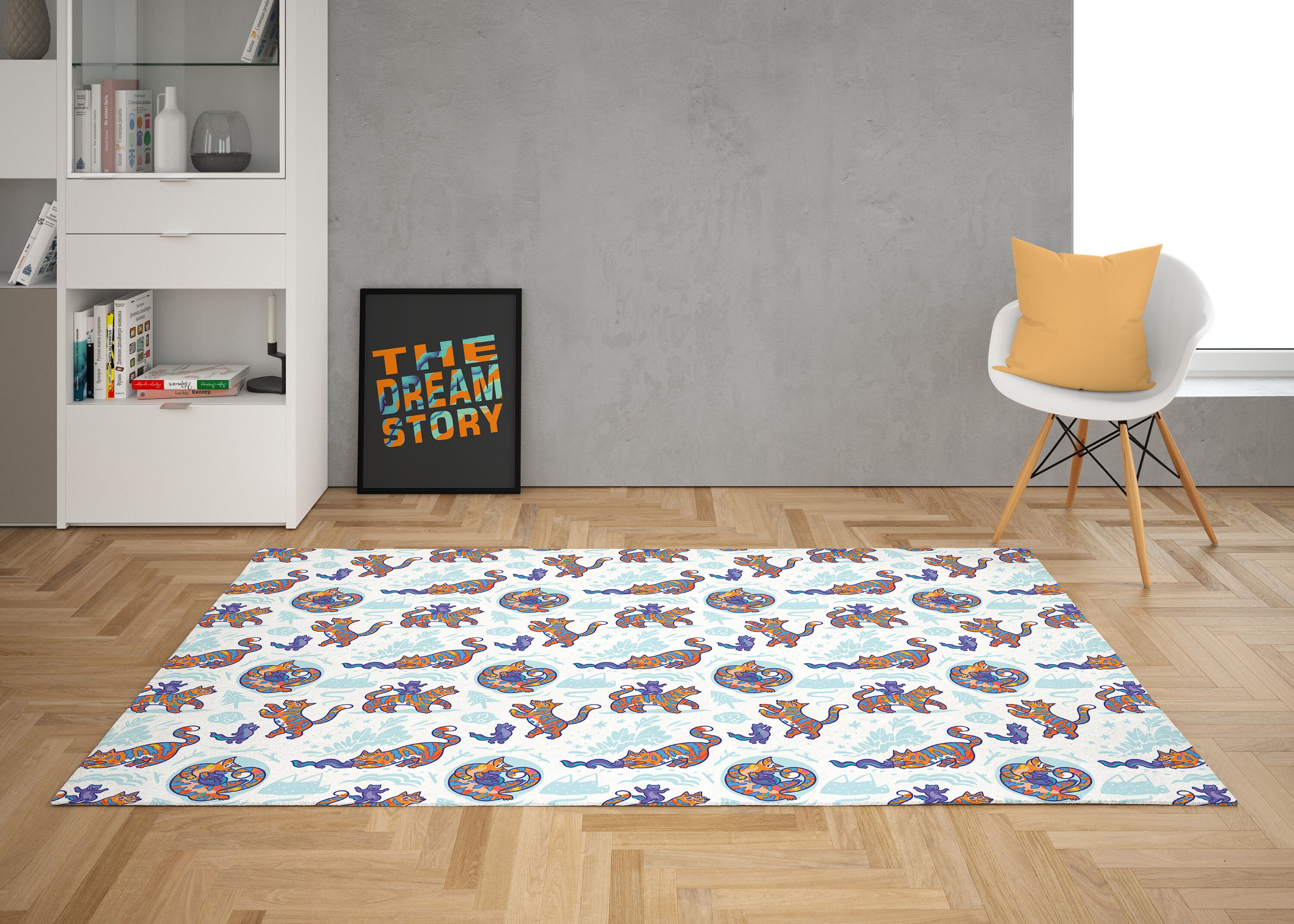 Kawaii Tigers Rug Cute Children Room Tiger Area Rug | Etsy