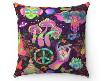 Funky Pillow Trippy Spun Polyester Square Pillow 14x14, 16x16, 18x18 ...