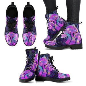Psychedelic Boots Trippy Mushroom Combat Boots Magic - Etsy