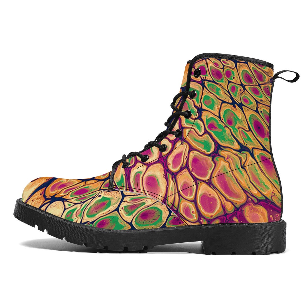 Marble Psychedelic Boots / Trippy Liquid Combat Boots / Vegan - Etsy