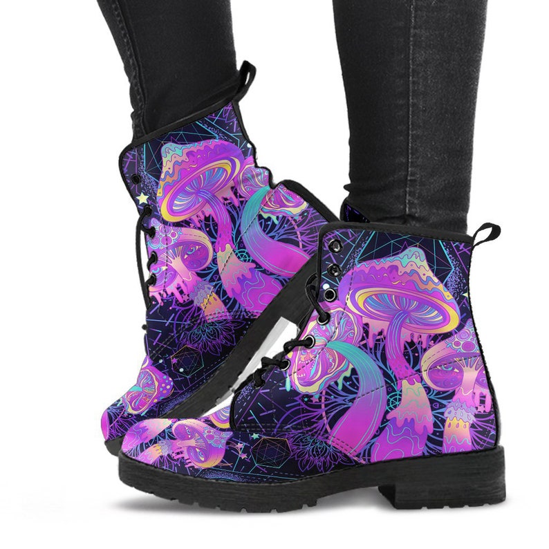 Psychedelic Boots Trippy Mushroom Combat Boots Magic - Etsy