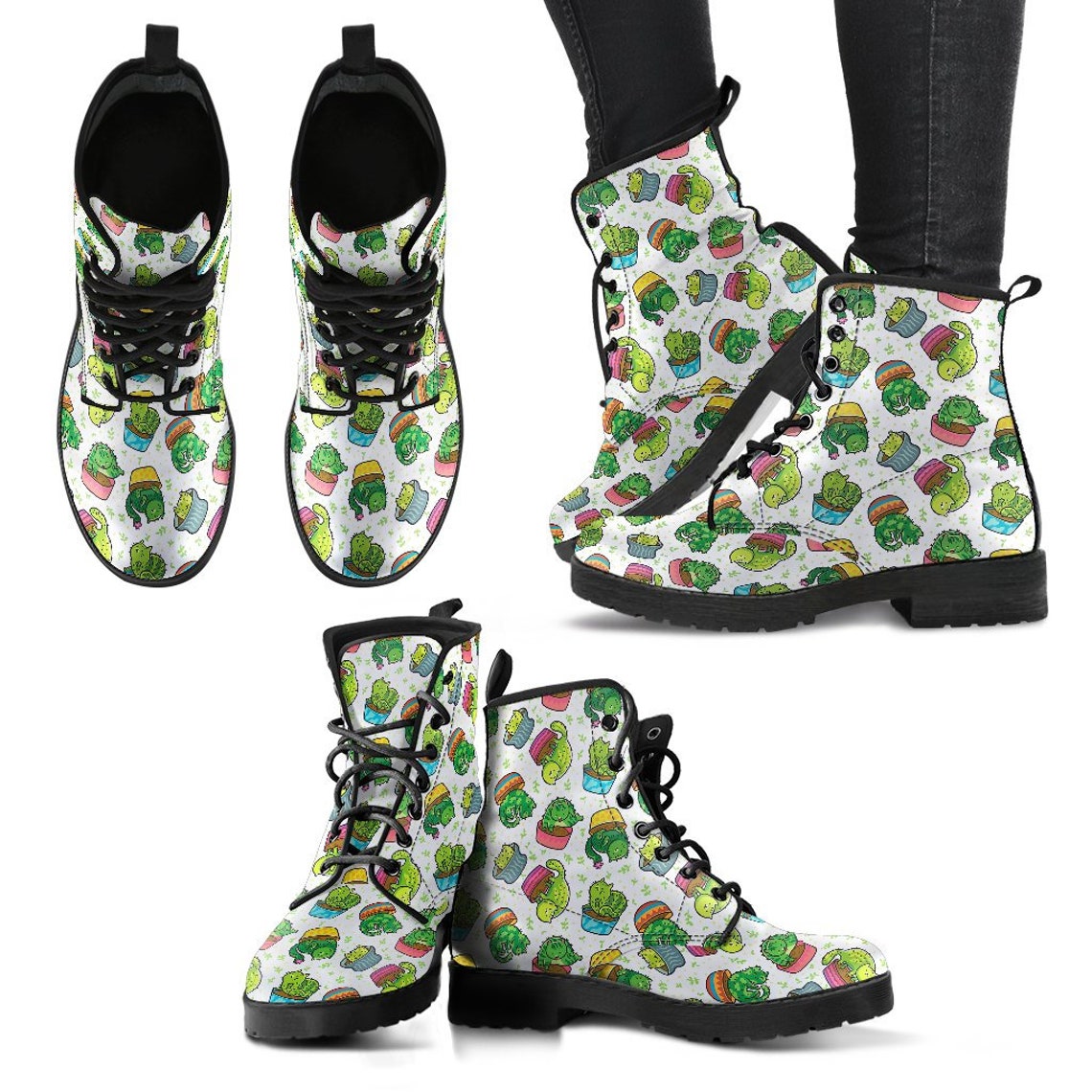 Cactus Cats Boots // Adorable Animal Boots // Vegan Fake - Etsy