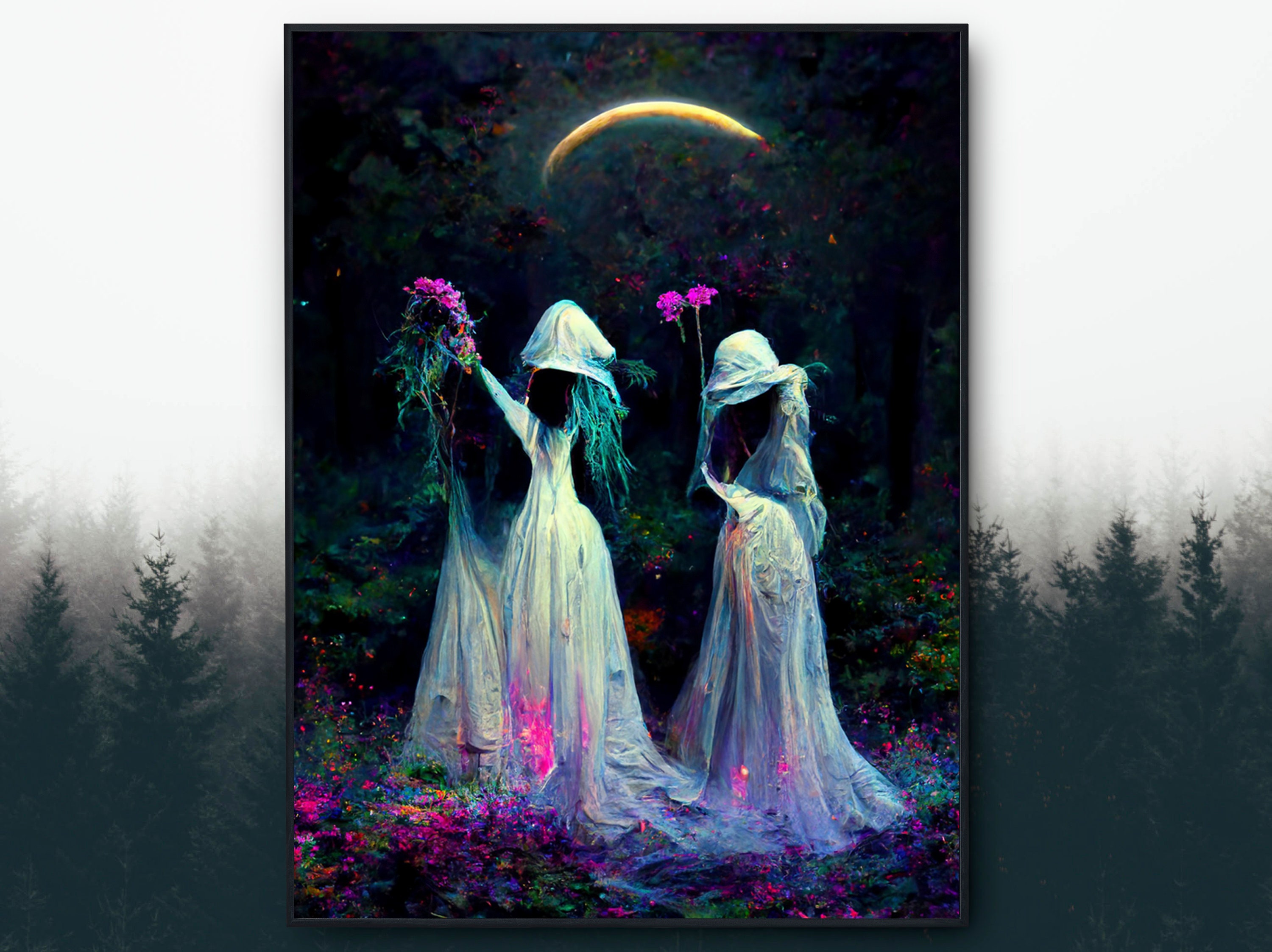 Circle Dance Goddess Woman Witchy Wall Decor, Wiccan Goddess Poster ...