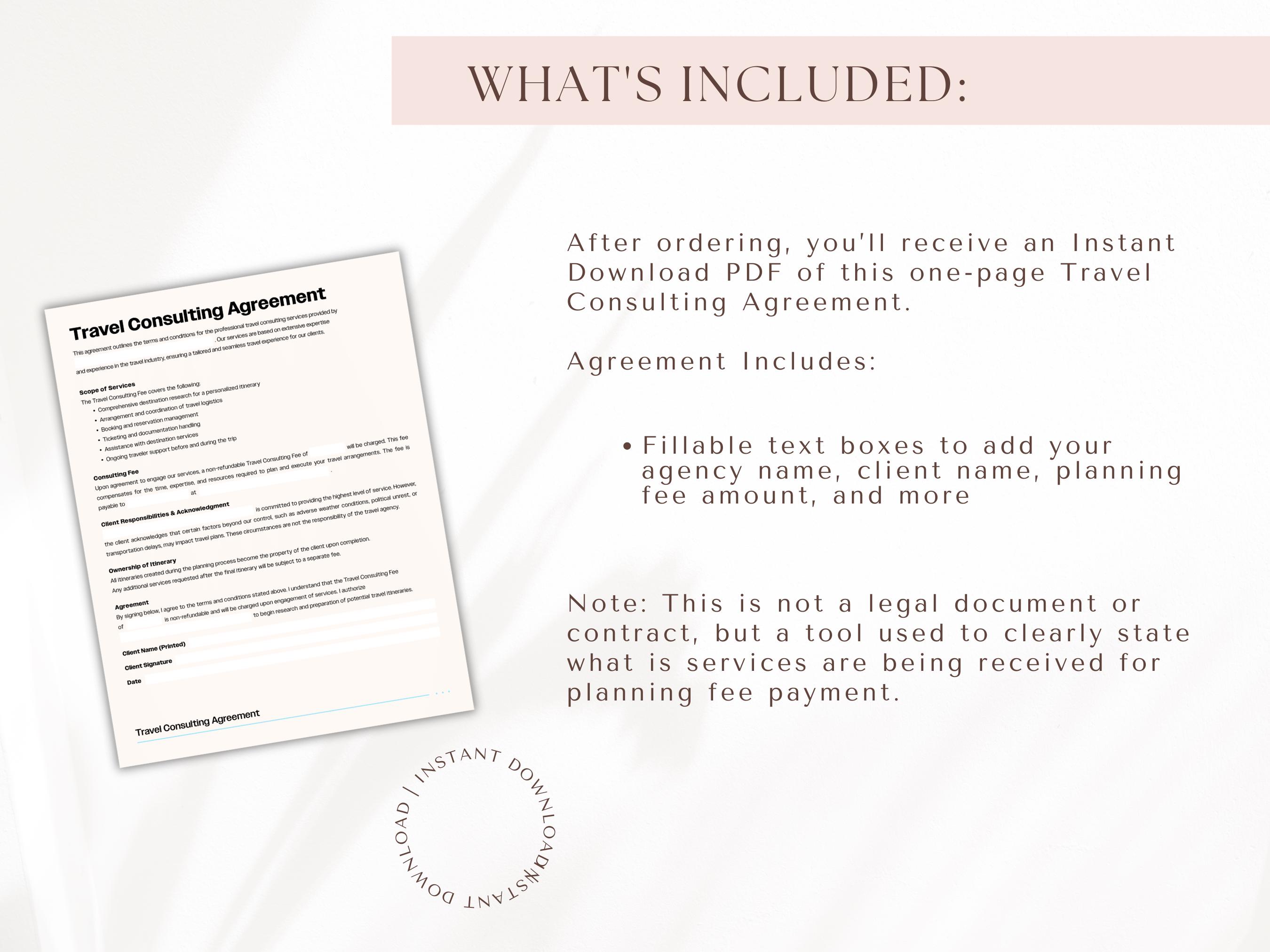 Travel Agent Planning Fee Agreement - Etsy