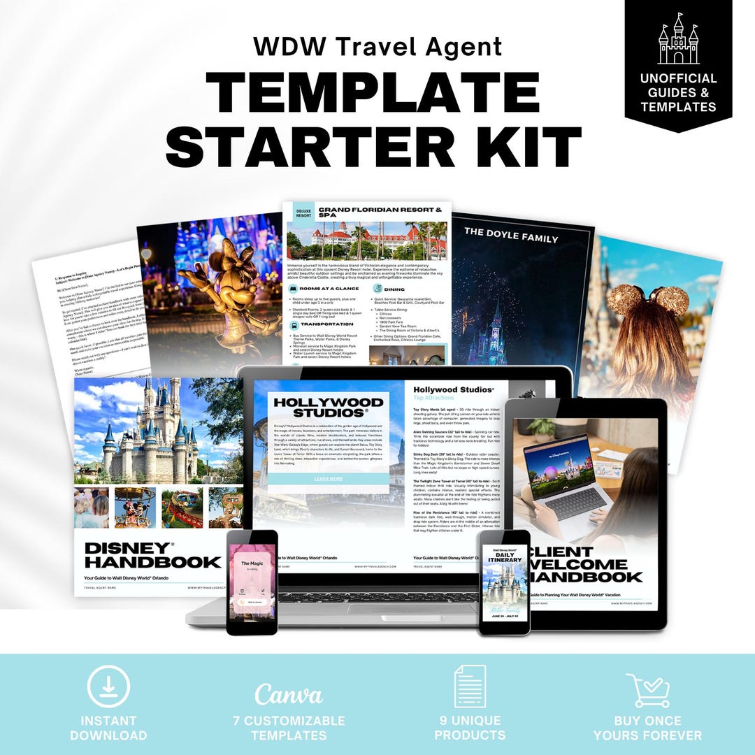 WDW Travel Agent Starter Kit Template Bundle, Travel Agent Templates - Etsy