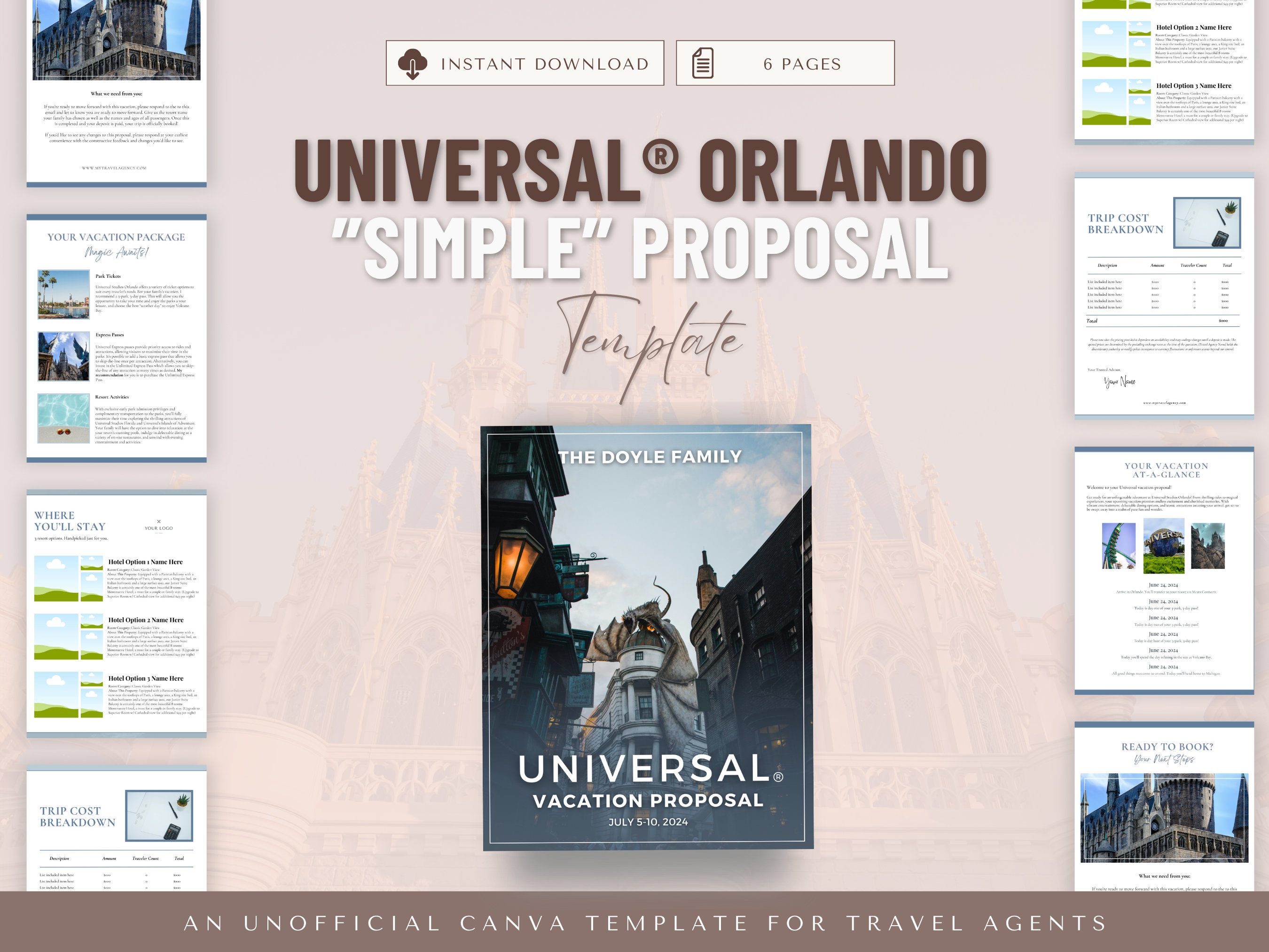 Simple Universal Travel Agent Proposal Template, Travel Agent Itinerary ...