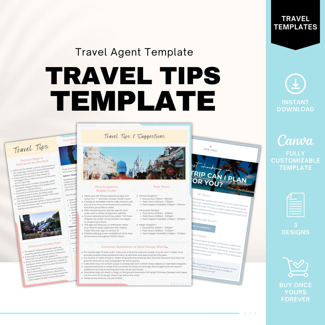 Travel Agent Tips Template, Travel Agent Template - Etsy
