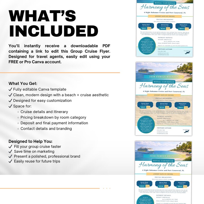 Group Cruise Promotional Flyer Template | Canva Editable Travel Agent ...