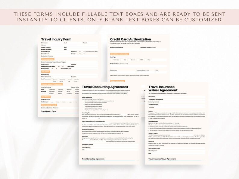 Travel Agent Forms, Travel Agent Templates - Etsy