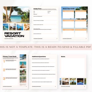 Resort Vacation Consultation & Feedback Forms Bundle, Travel Agent ...