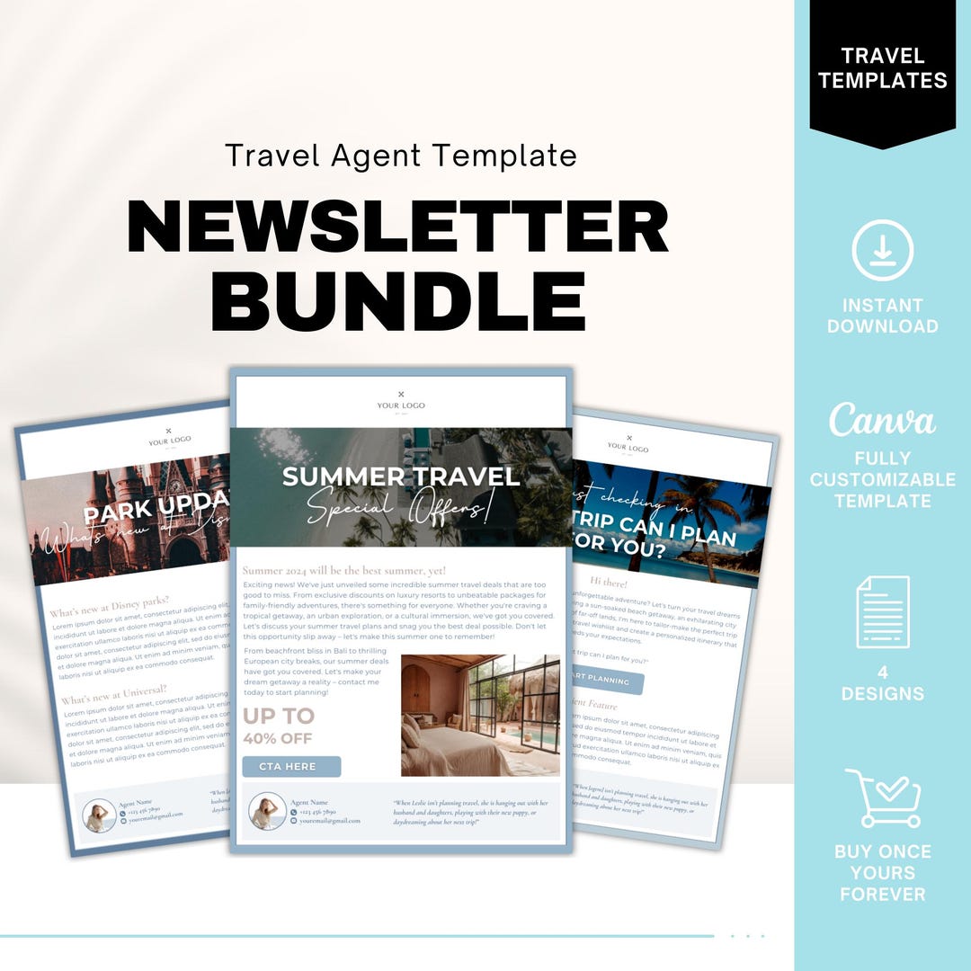 Travel Agent Newsletter Template, Travel Agent Template - Etsy
