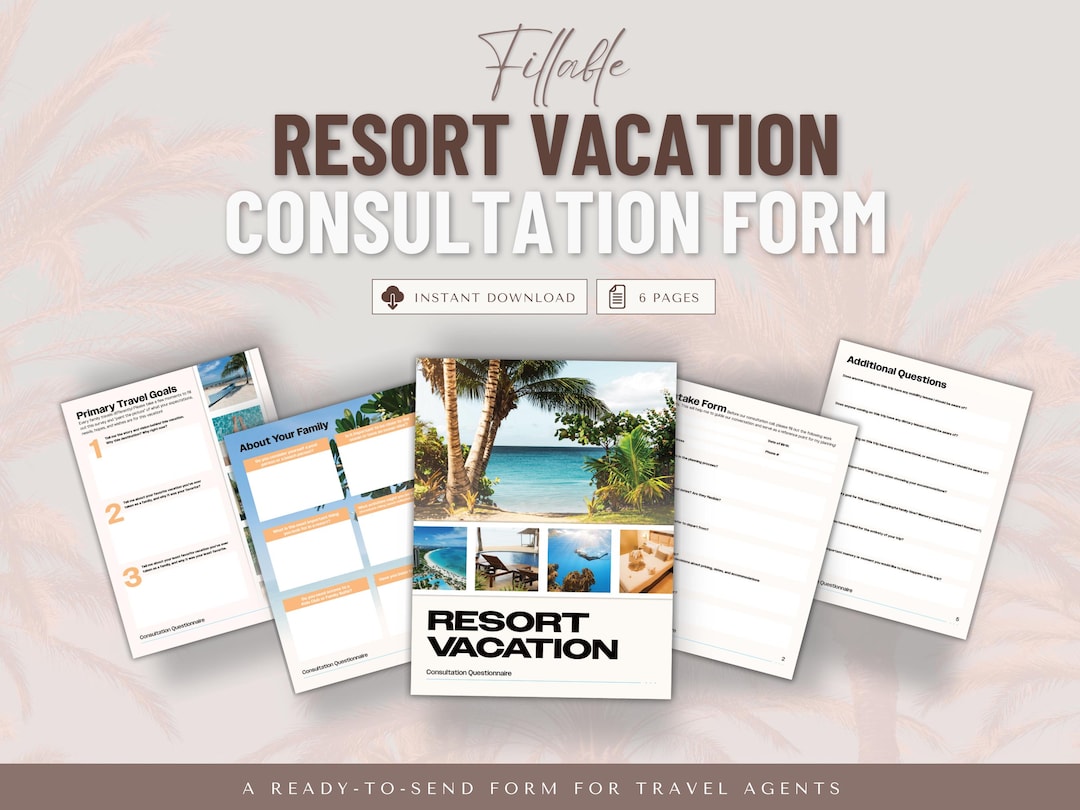Resort Vacation Consultation Questionnaire, Travel Agent Forms - Etsy