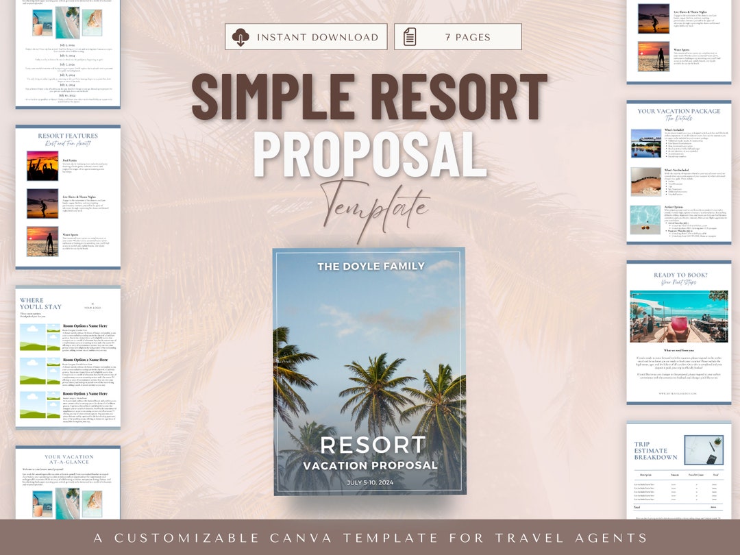 Simple All-inclusive Resort Proposal Template, Travel Agent Proposal ...