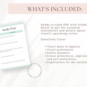Cruise Client Questionnaire, Travel Agent Template - Etsy Canada