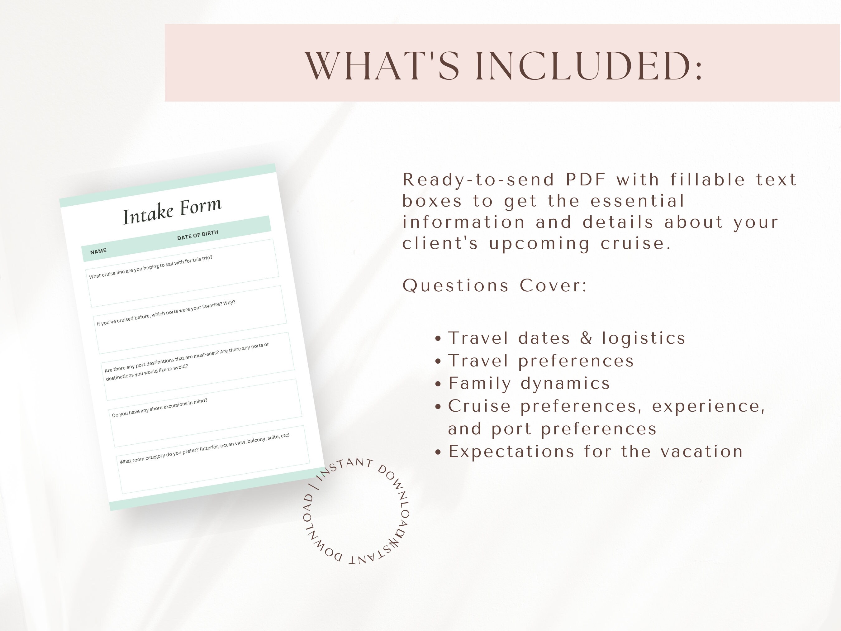 Cruise Client Questionnaire Travel Agent Template - Etsy Canada