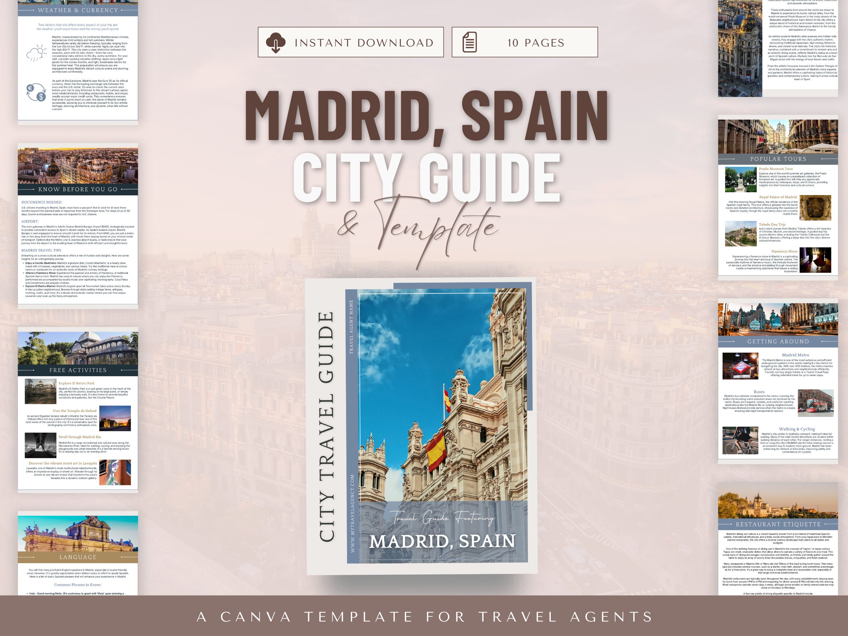 Madrid City Guide, Travel Agent Template, Madrid Travel Guide - Etsy