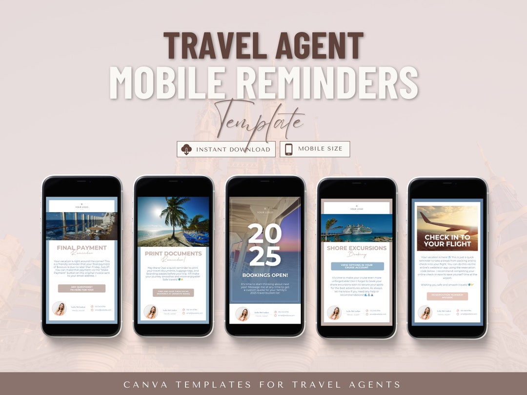 Travel Agent Mobile Reminders, Digital Business Card - Etsy