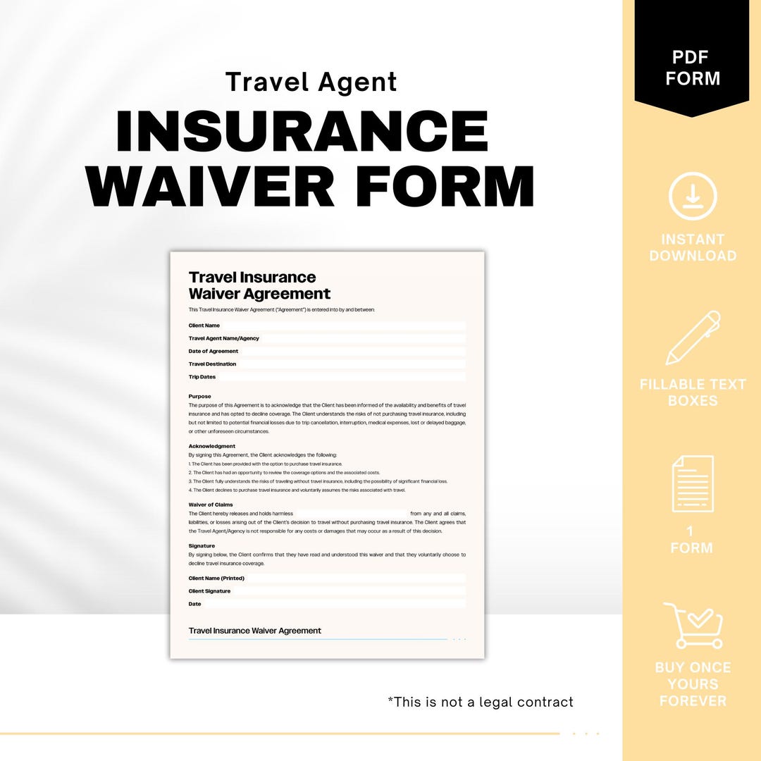 Travel Agent Insurance Waiver Form - Etsy