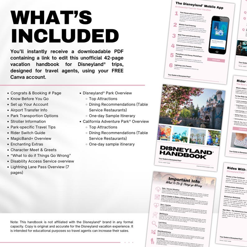 DL California Theme Park Client Guide | Travel Agent Canva Template ...