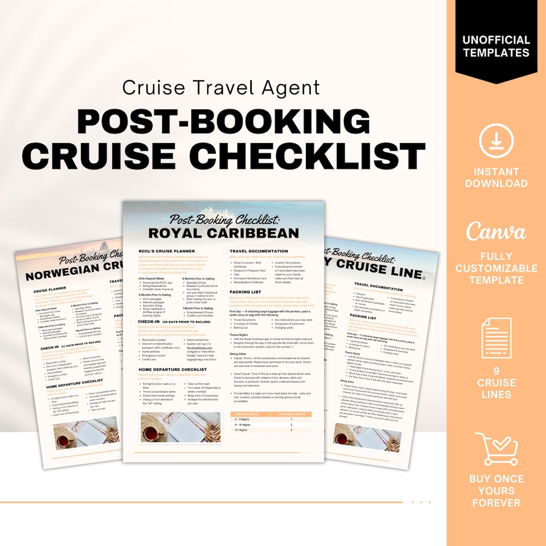 Cruise Booking Checklist, Cruise Travel Agent - Etsy