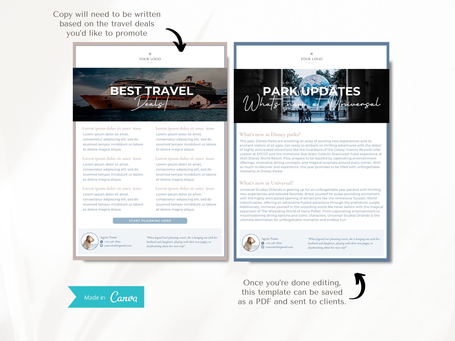Travel Agent Newsletter Template, Travel Agent Template - Etsy