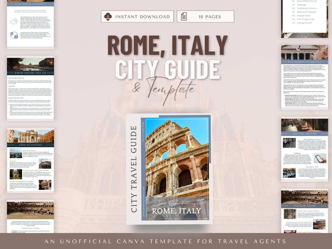 Rome, Italy City Guide, Travel Agent Template, Italy Travel Guide - Etsy