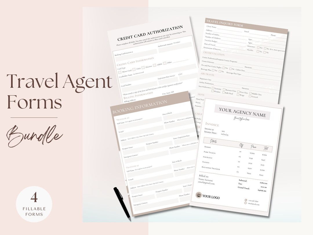 Travel Agent Forms Travel Agent Templates - Etsy
