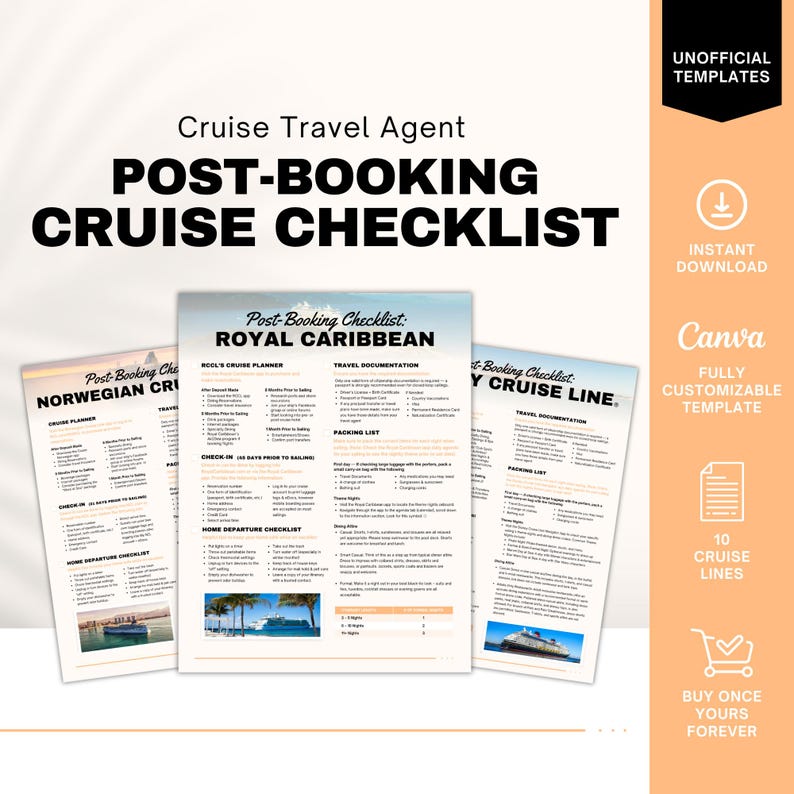 Cruise Booking Checklist, Cruise Travel Agent - Etsy