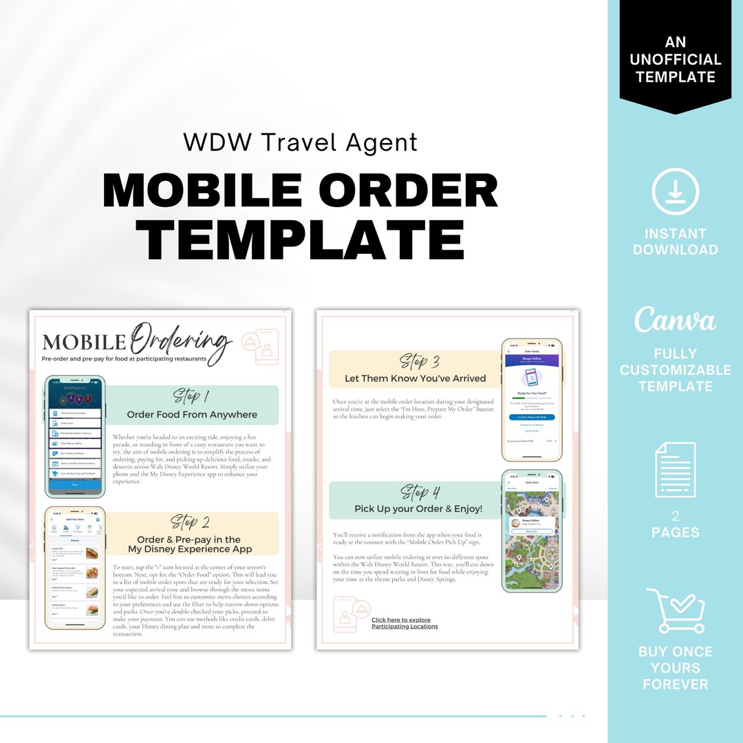 Mobile Order Template, Travel Agent Template - Etsy