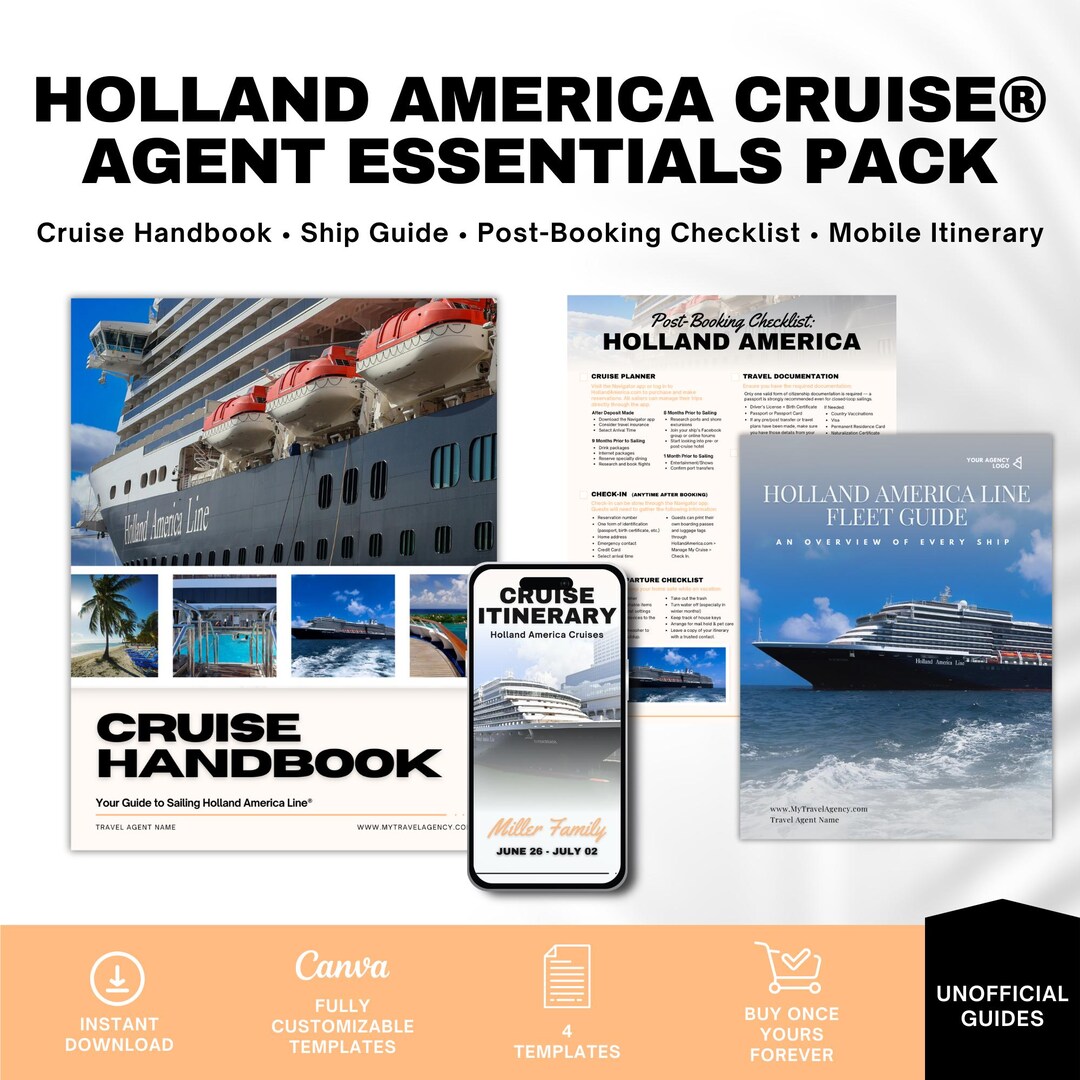 Unofficial Holland America Cruises Agent Essentials Template Bundle ...