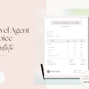 Travel Agent Invoice Template - Etsy