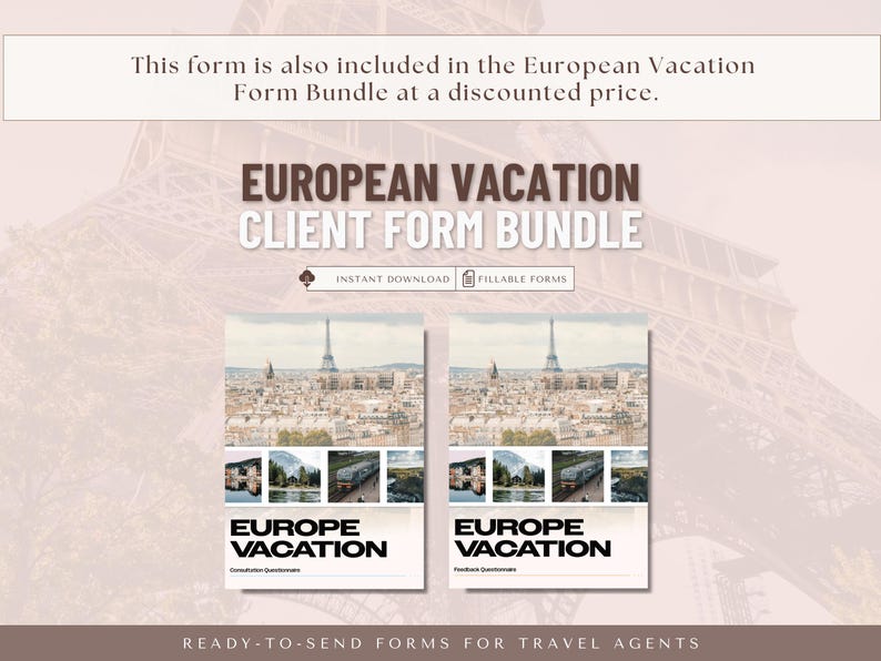 European Vacation Consultation Questions, Travel Agent Forms - Etsy