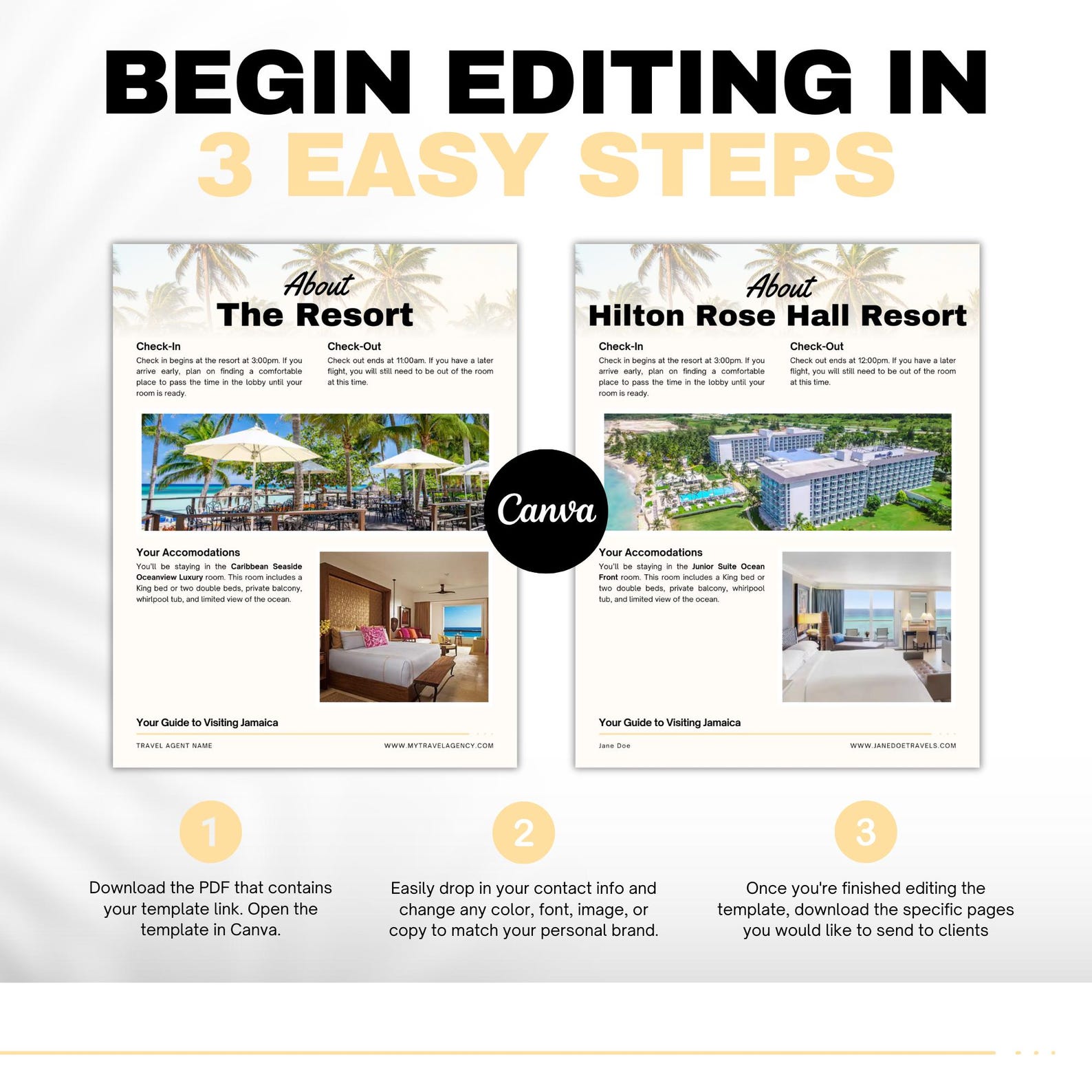 Jamaica Resort Handbook Template, Travel Agent Template, Resort Guide ...