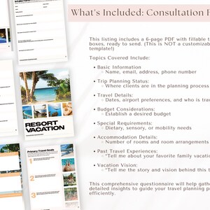 Resort Vacation Consultation & Feedback Forms Bundle, Travel Agent ...