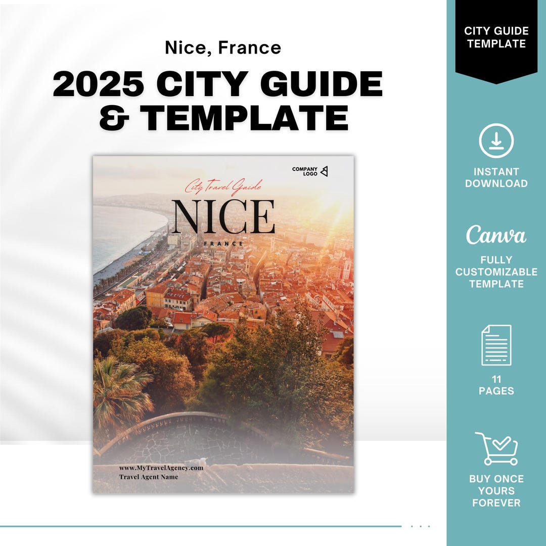Nice France City Guide, Travel Agent Template - Etsy