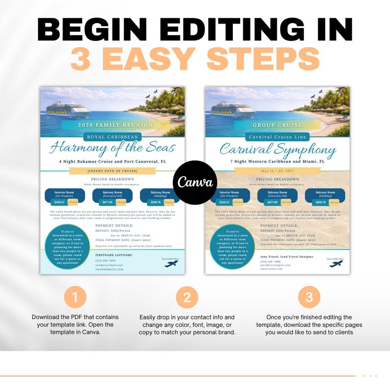 Group Cruise Promotional Flyer Template | Canva Editable Travel Agent ...