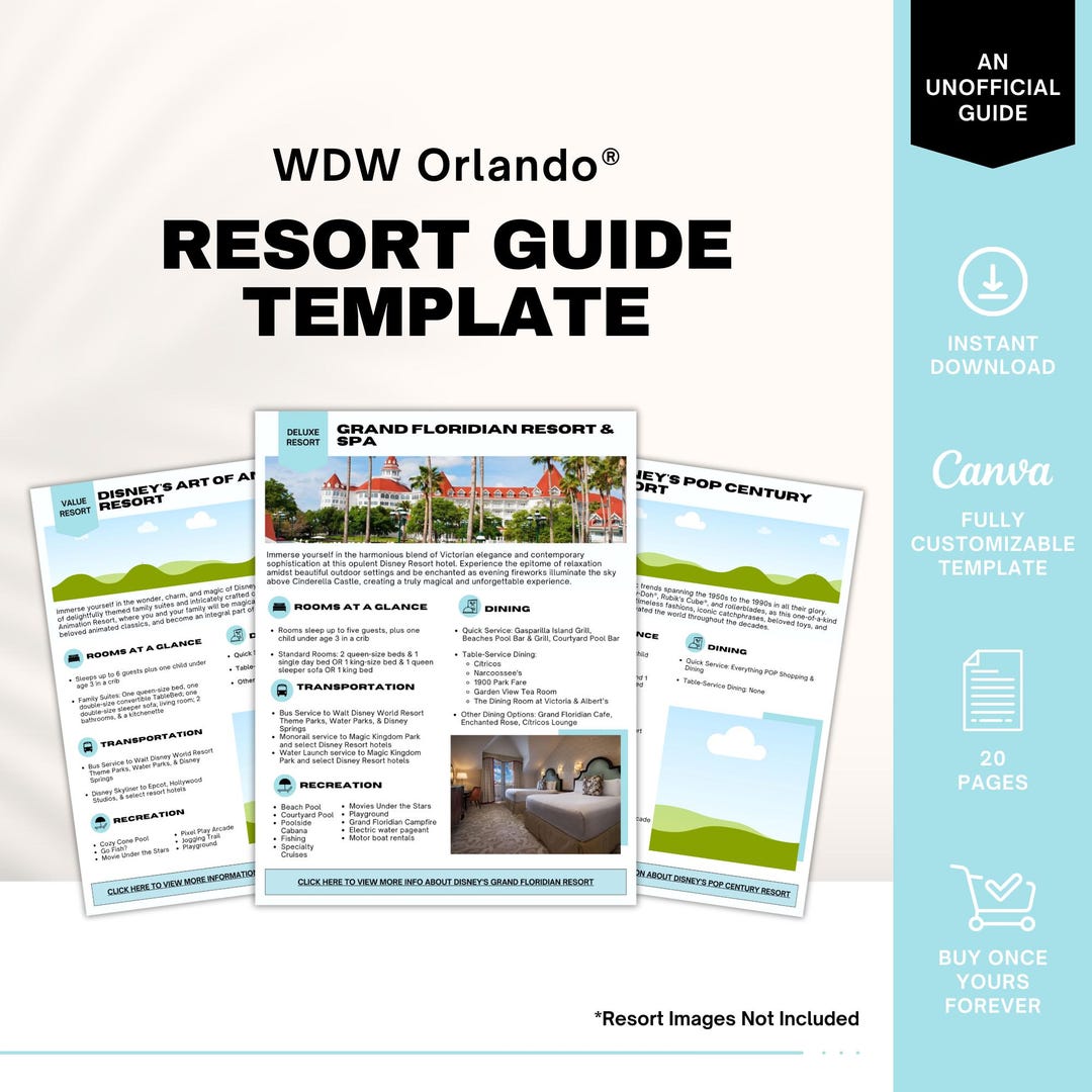 WDW Resort Guide, Travel Agent Template - Etsy