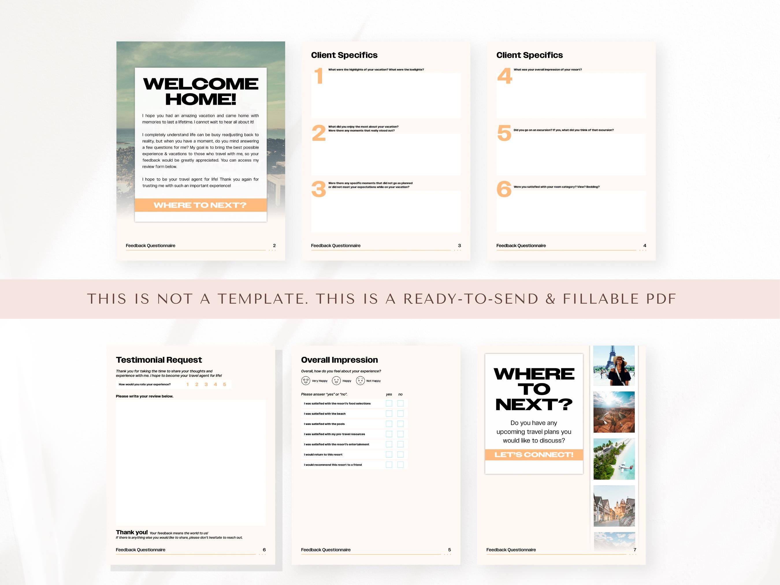 Resort Vacation Consultation & Feedback Forms Bundle, Travel Agent ...
